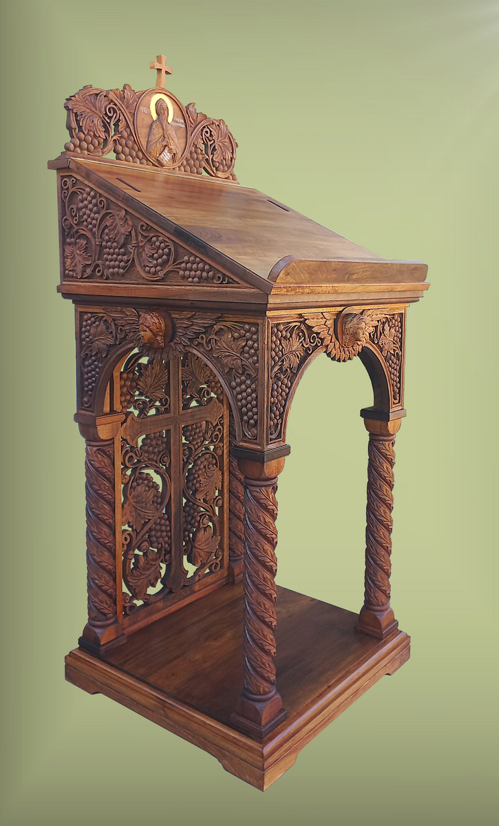 Analogion/Icon stand with a detail of St. Simeon the Myrrh-flowing